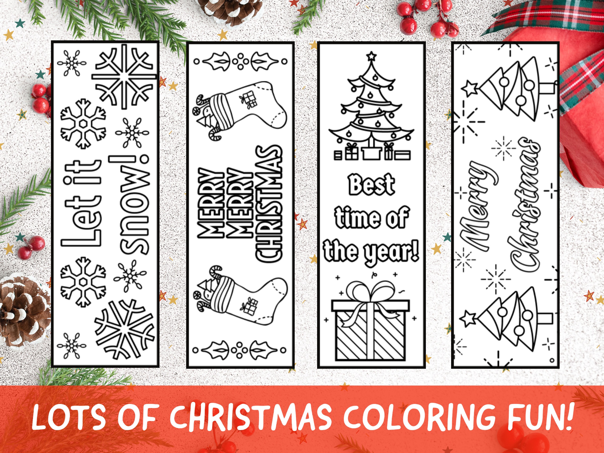 Christmas Color Your Own Bookmarks Set of 12 Instant Download and Print ...