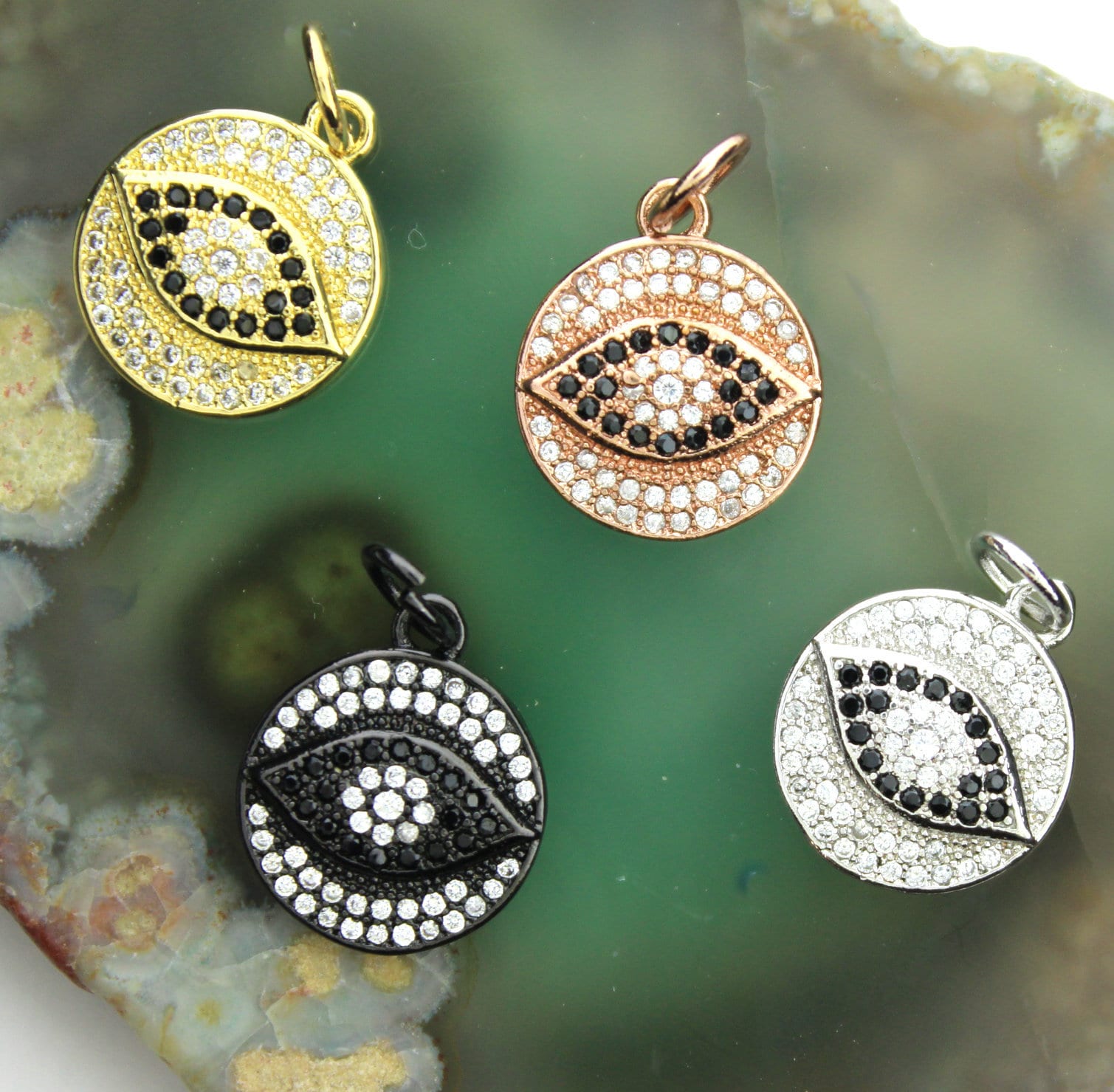 Evil Eye Coin With Micro Pave Cubic Zircon 14 X 17 MM Silver - Etsy