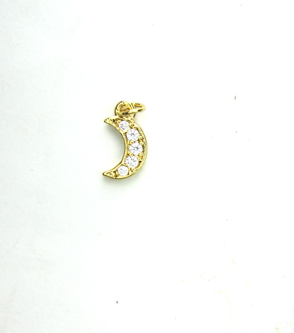 Crescent Moon Charm With Micro Pave Cubic Zircon 6.5 X 11 MM - Etsy Sweden