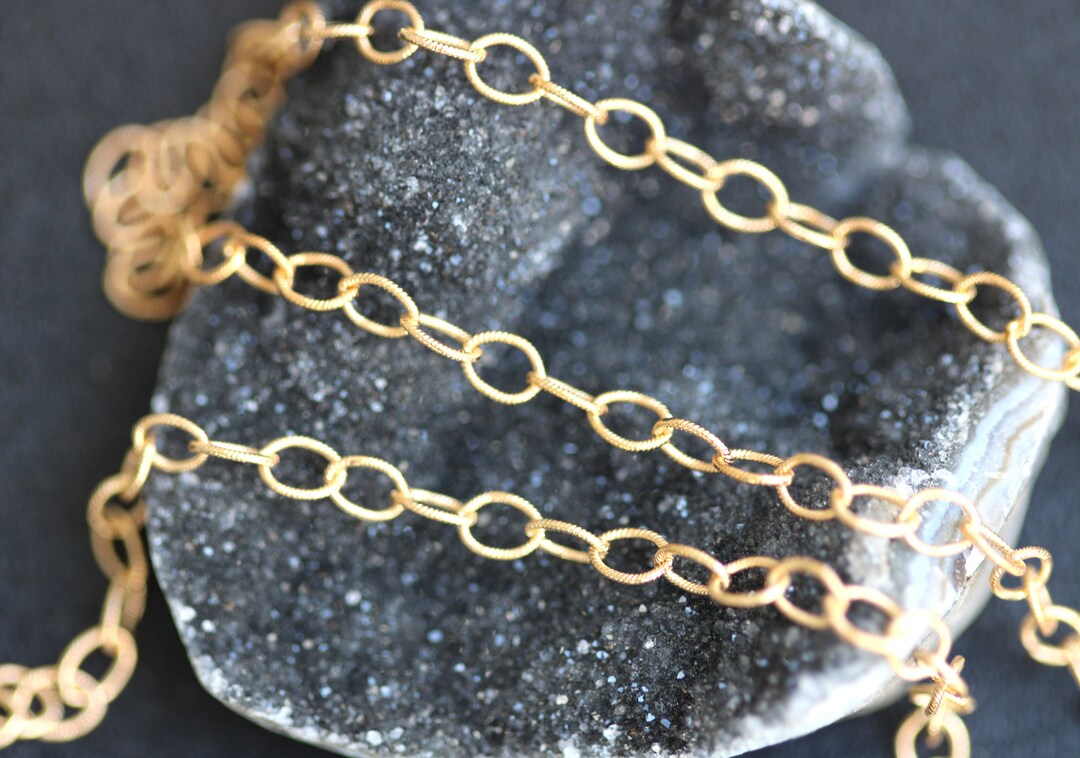 Oval Textured Chain Gold Filled by Foot - Etsy
