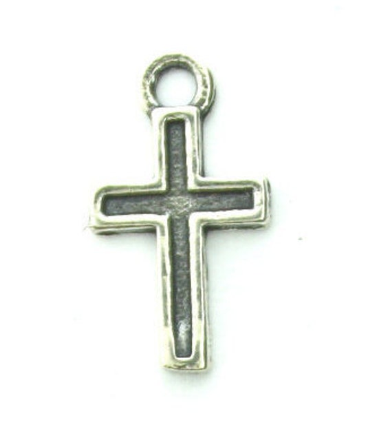 Small Cross Charm Sterling Silver or Gold Plated Over Sterling - Etsy