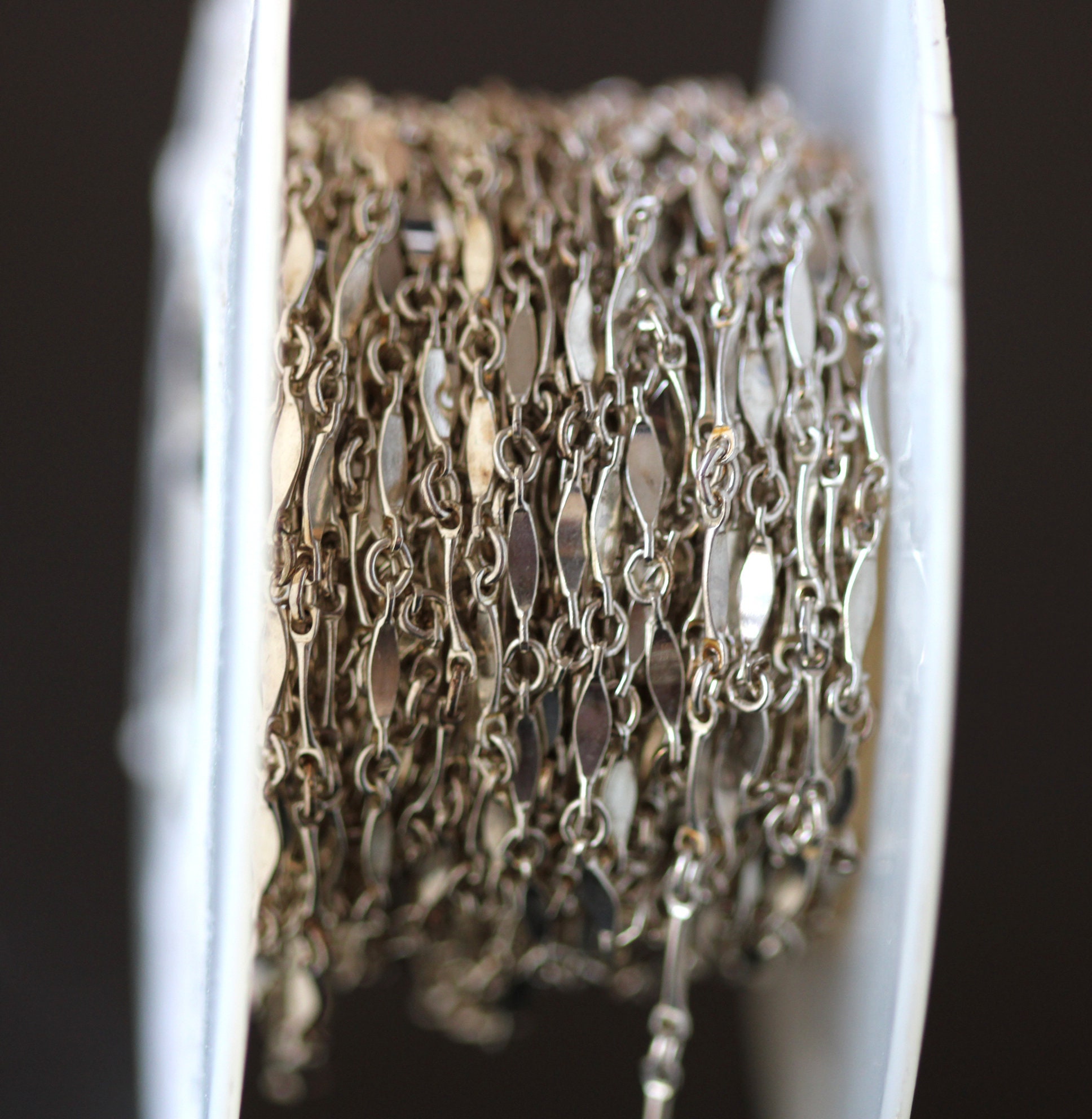 Curve Bar & Link Chain Sterling Silver Chain by Foot - Etsy
