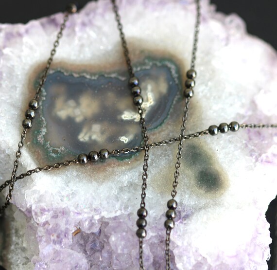 Satellite Ball Chain Sterling Silver Black Diamond Finish by | Etsy