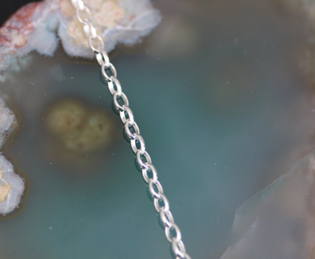 Oval Rolo Chain Sterling Silver by Foot - Etsy