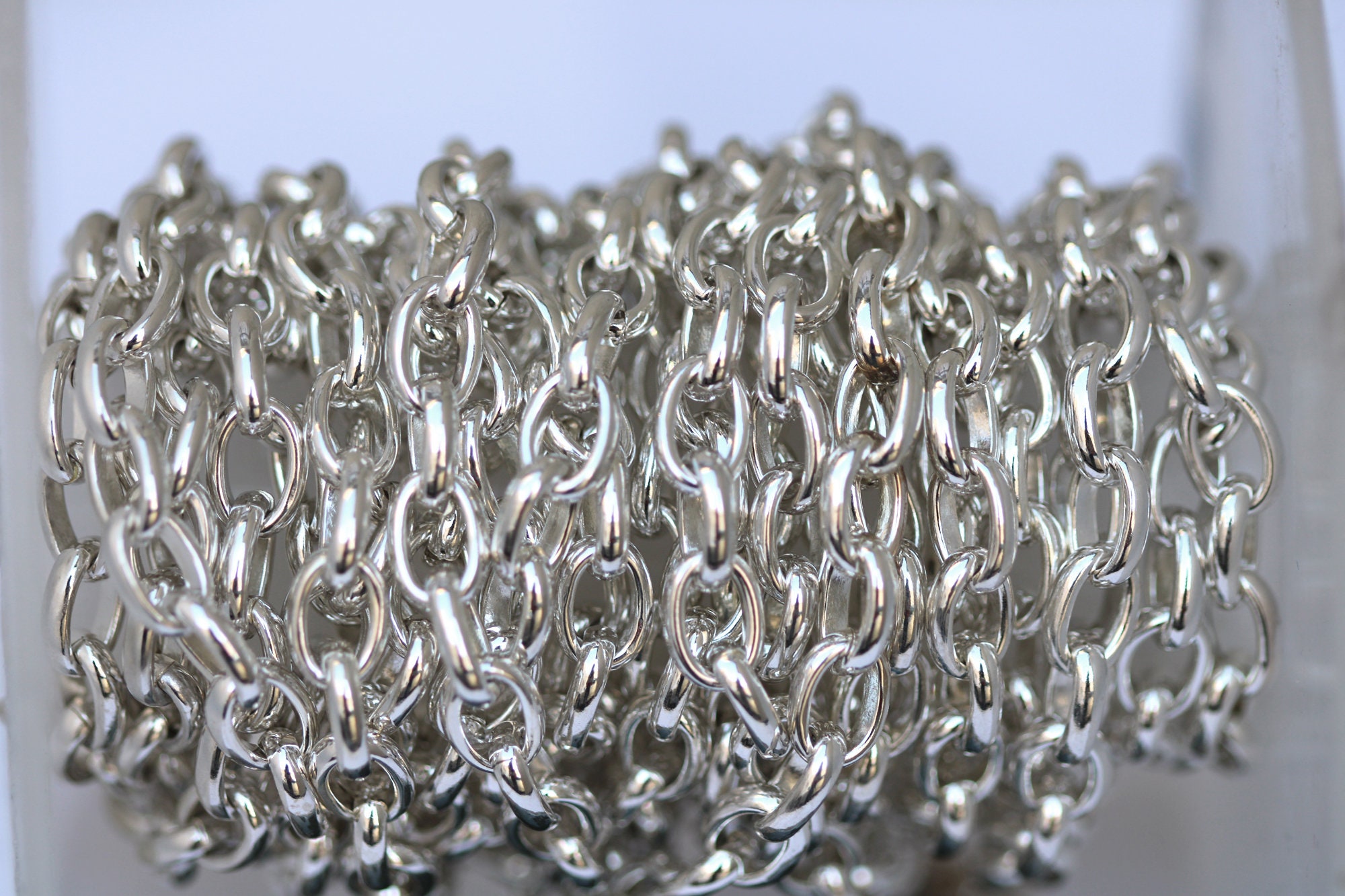 Oval Rolo Chain Sterling Silver by Foot 79/407435 - Etsy