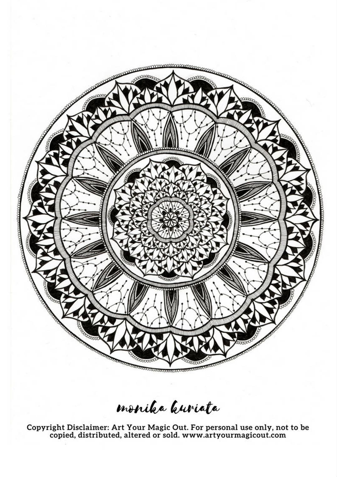 Adult Coloring Printable Download Mandala Pages Art Therapy Colouring ...