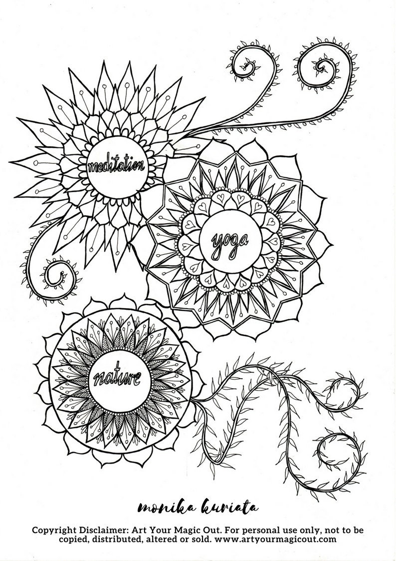 Adult Coloring Printable Download Mandala Pages Art Therapy Colouring ...