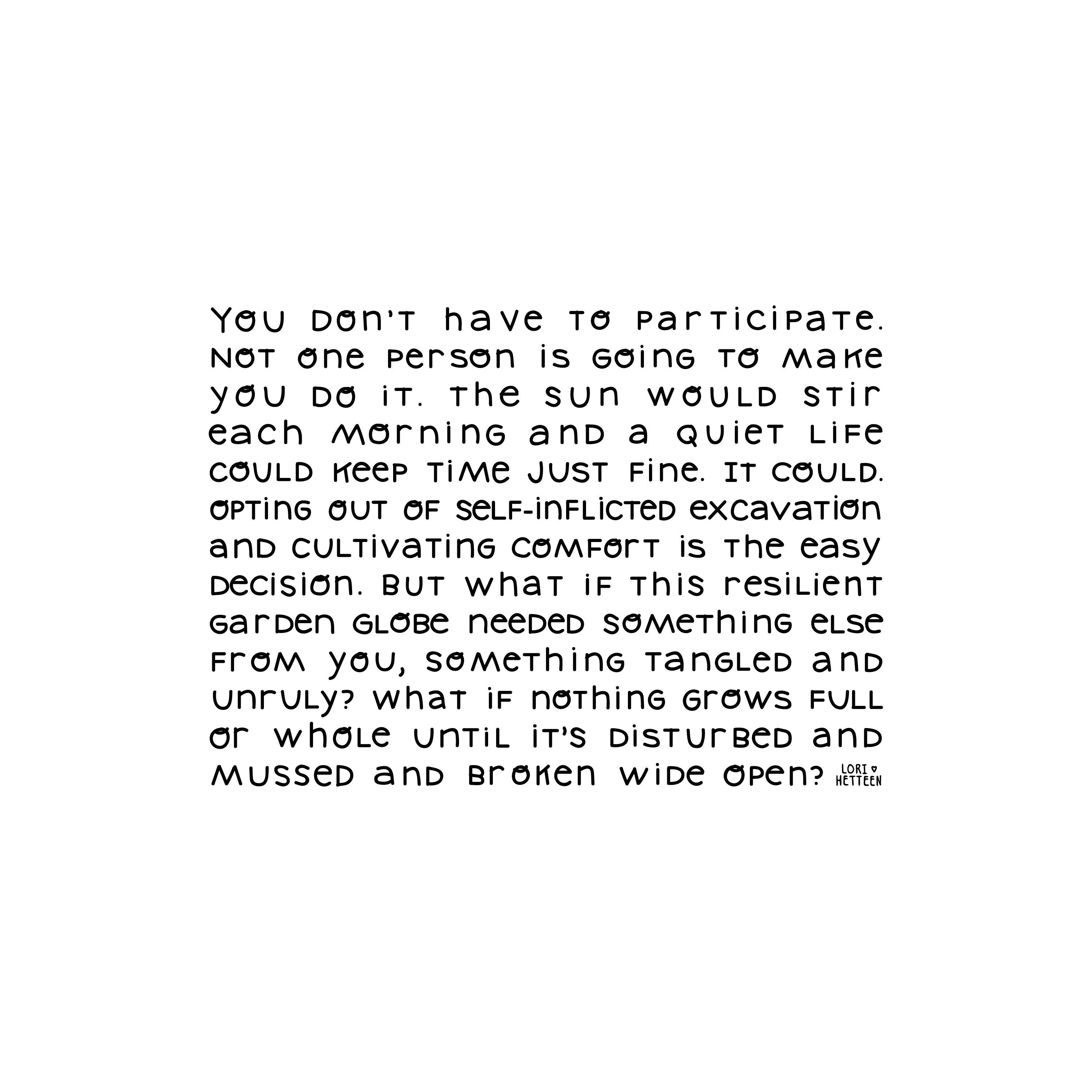 You Don't Have to Participate // Original Poetry Print // | Etsy