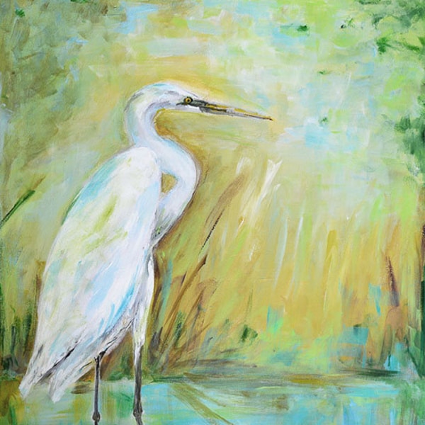Egret Painting - Etsy