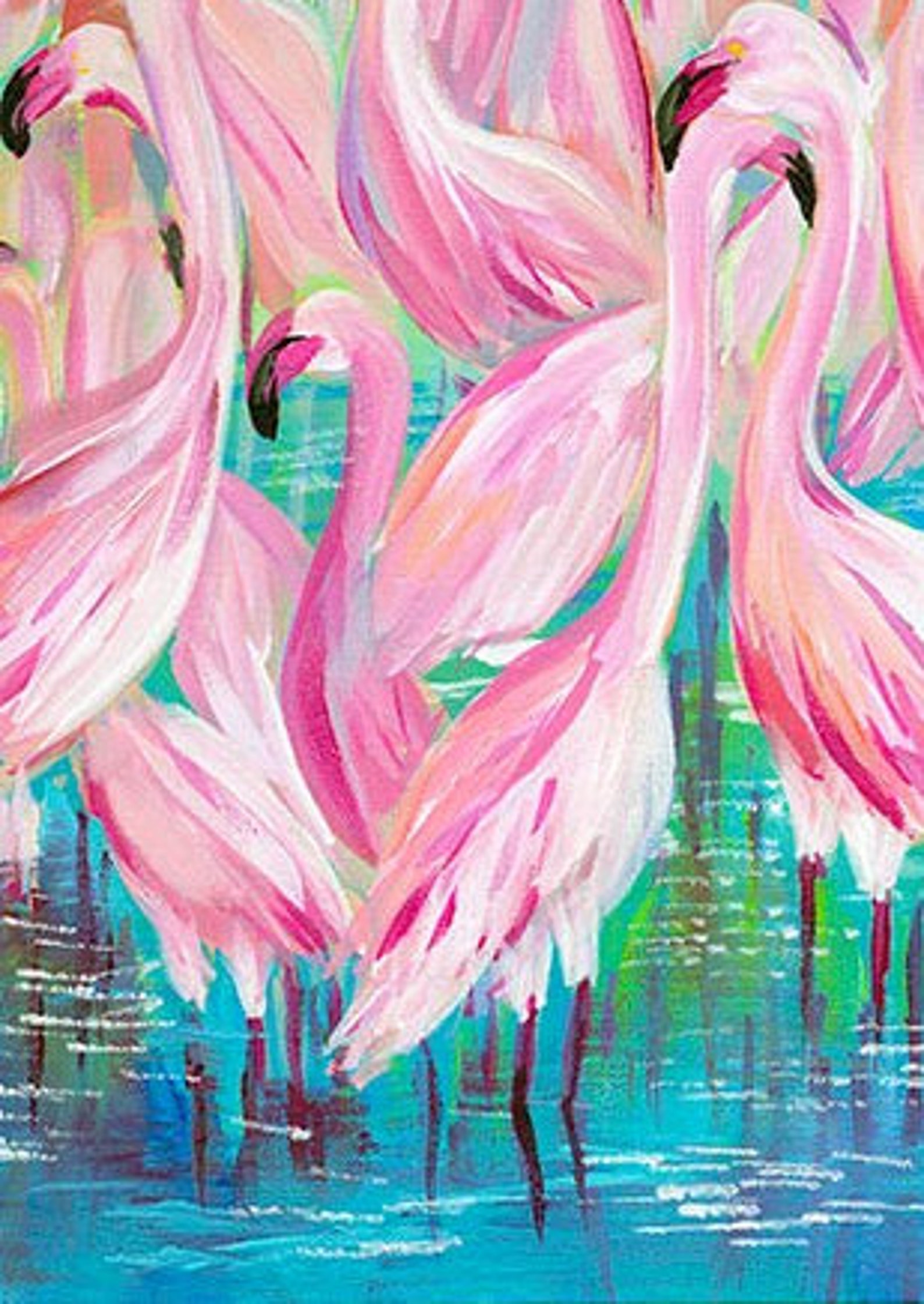 Flamingo Mingle: Fine Art Flamingo Giclee Print From Original Acrylic ...