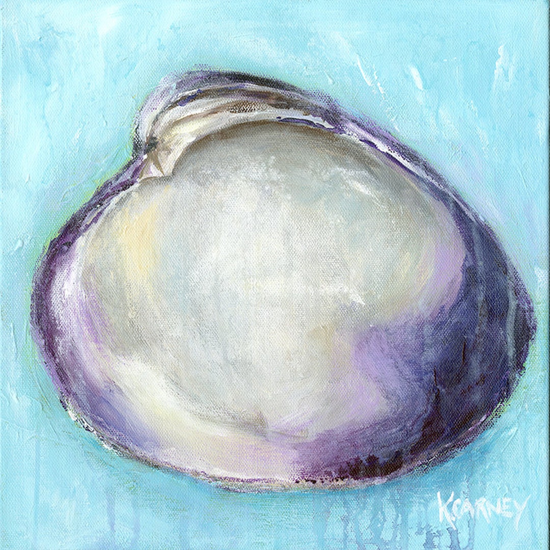 Clam Painting: "happy as a Clam!" Fine Art Giclee Clam Shell Print of ...