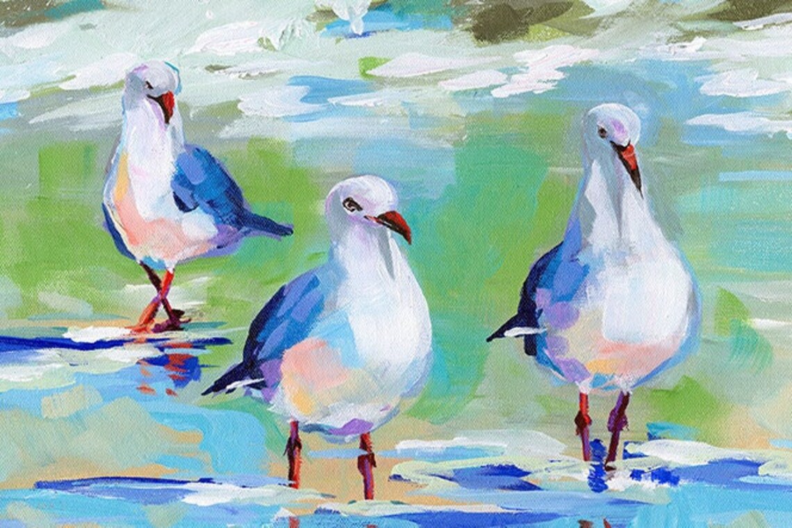 Seaside Seagulls: Fine Art Seagull Print From an Original - Etsy