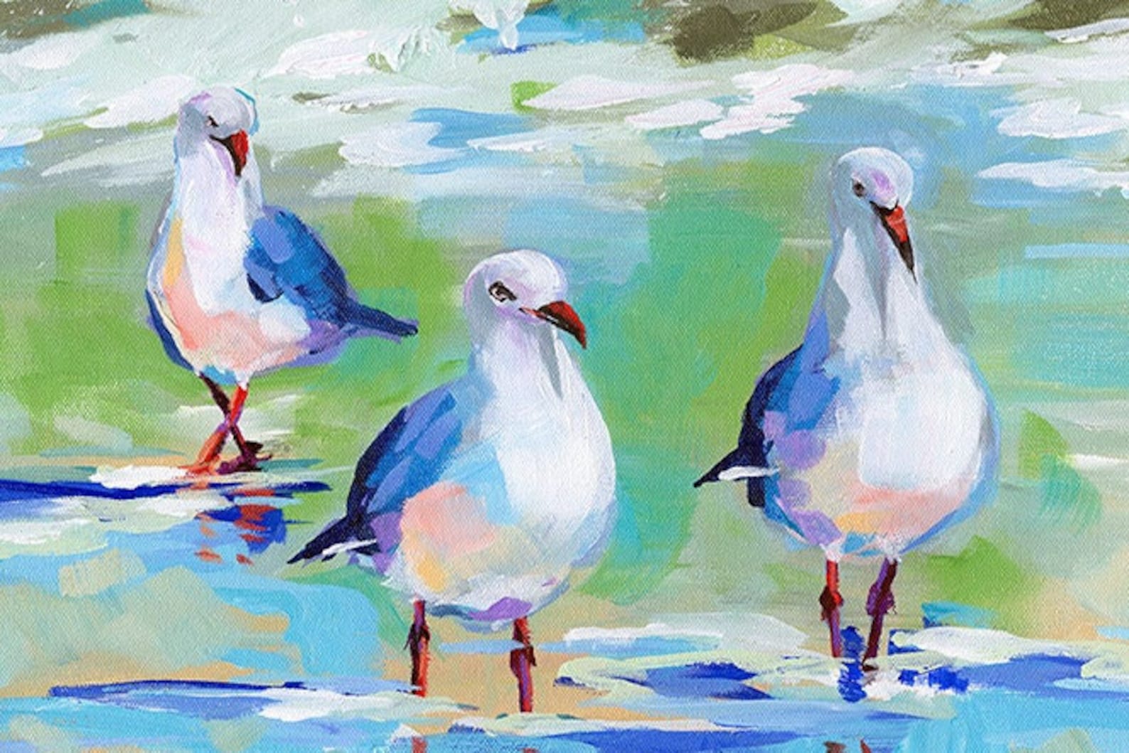 Seaside Seagulls: Fine Art Seagull Print From an Original - Etsy
