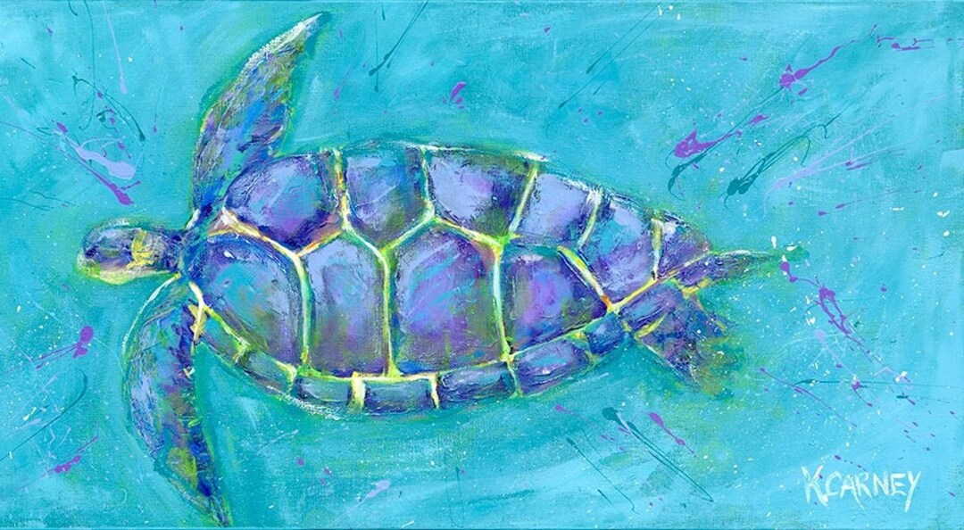 Swimming Sea Turtle: Fine Art Giclee From Original Acrylic Painting - Etsy