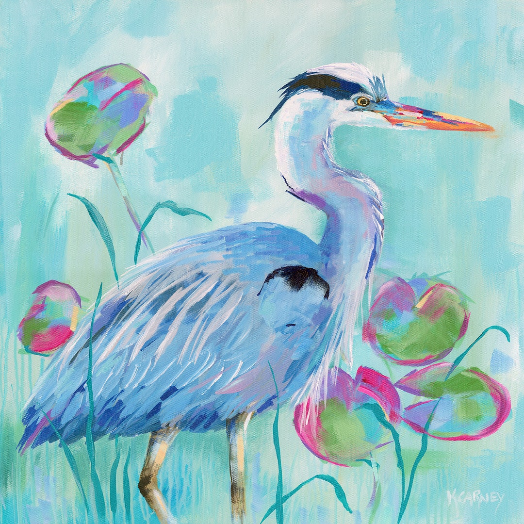 Blue Heron Art: Harbor Bluffs Heron, Fine Art Heron Print From an ...