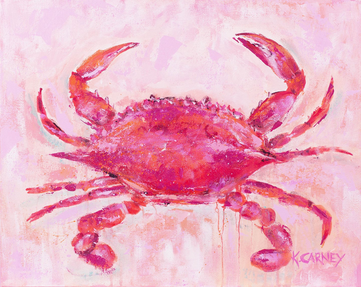 A Pink Crab: Fine art giclee crab print from original acrylic | Etsy