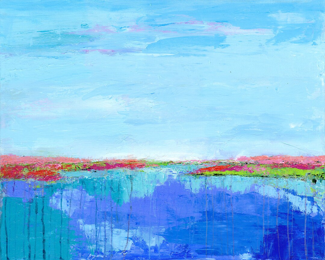 Abstract Marsh : 'inlet in Color' Fine Art Giclee of Original Acrylic ...