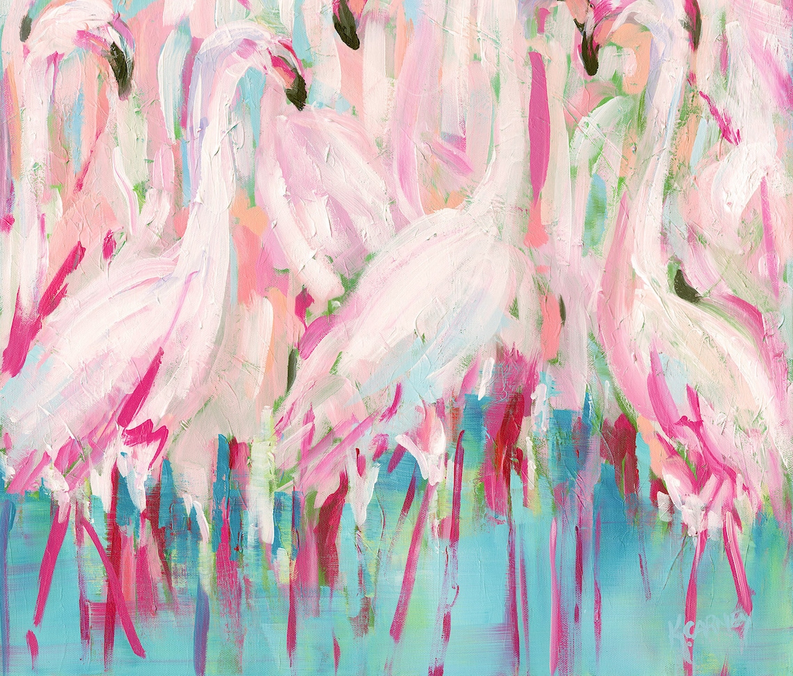 Flamingo Lingo: Fine Art Giclee Flamingo Print From Original | Etsy