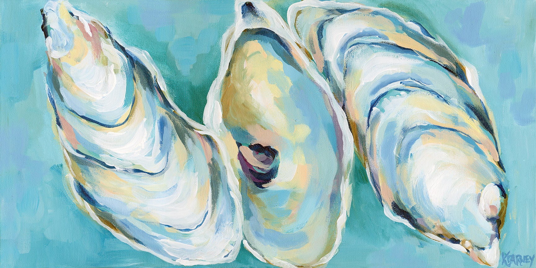Deep Sea Oysters Three 12x24 : Fine art giclee oyster print | Etsy