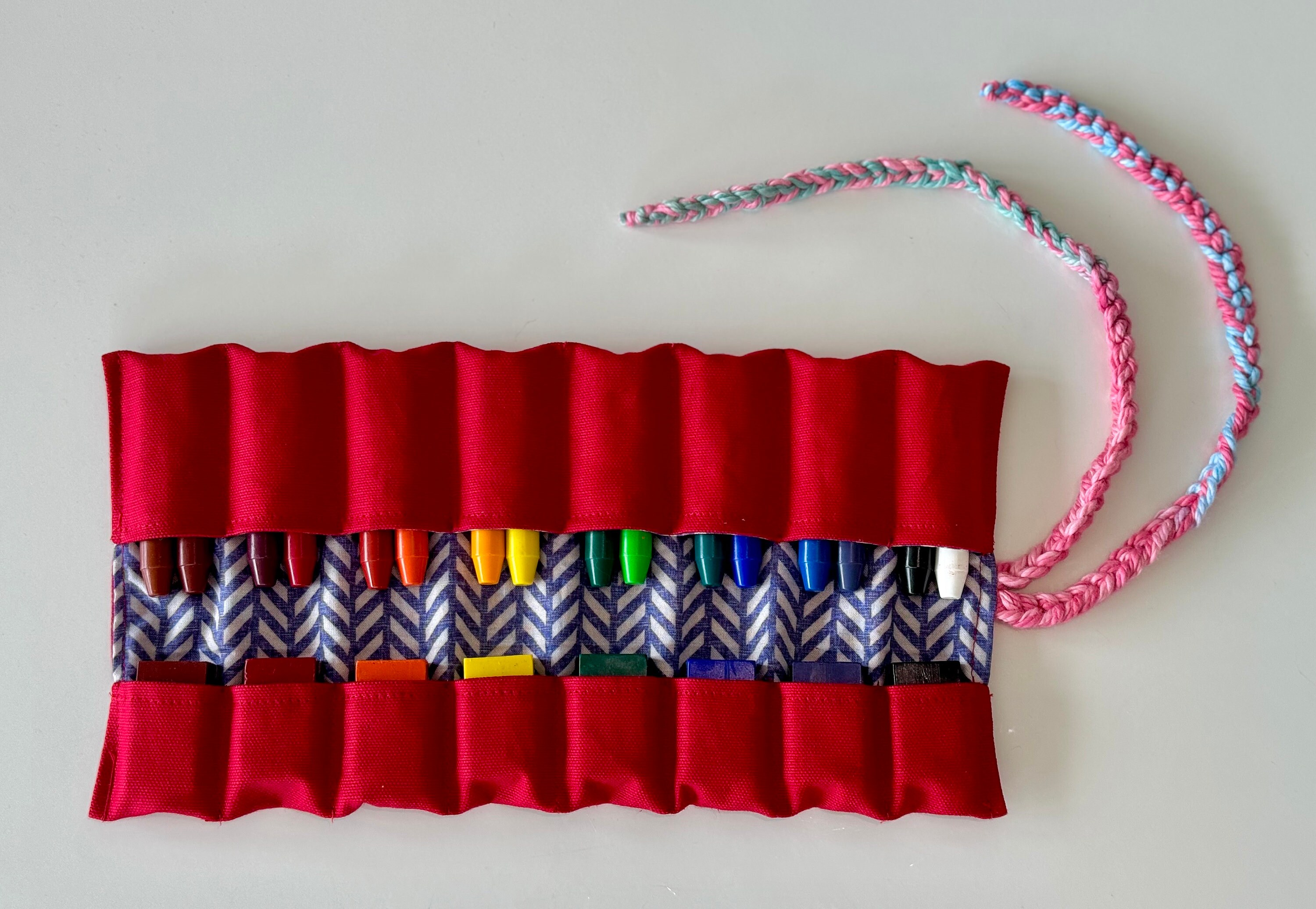 Herringbone 8 Pocket Crayon Case. Waldorf and Montessori Crayon Roll ...