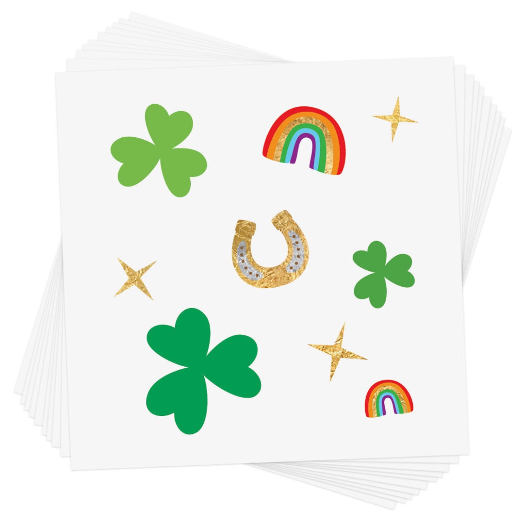 Flash Tattoos Shamrock Confetti Set of 10 Temporary Kids Tattoos | St ...