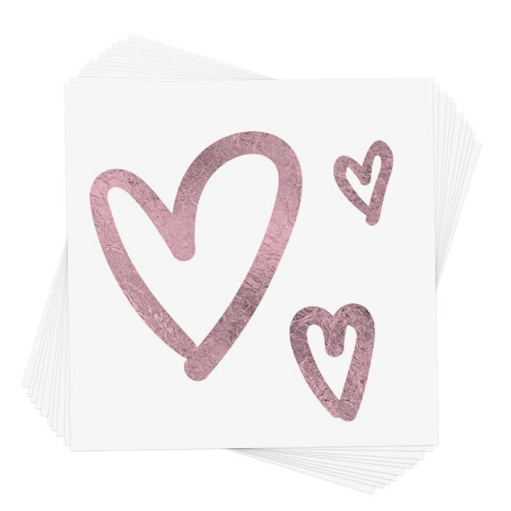 Metallic Pink Heart Temporary Tattoo | Bachelorette, Valentine's (set ...