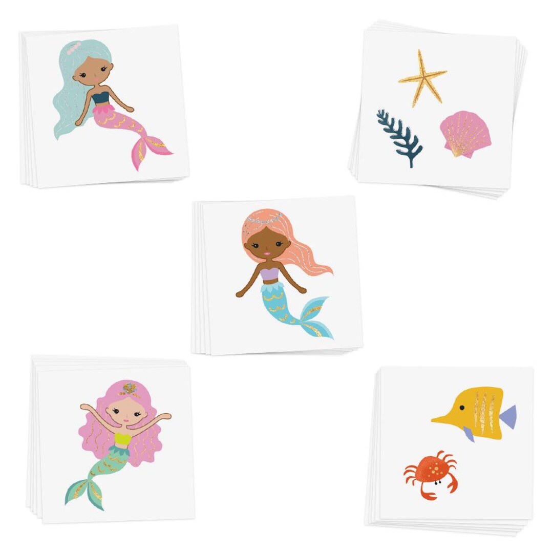 Flash Tattoos MERMAID LAGOON Kids Temporary Tattoos | 25 Tattoos ...
