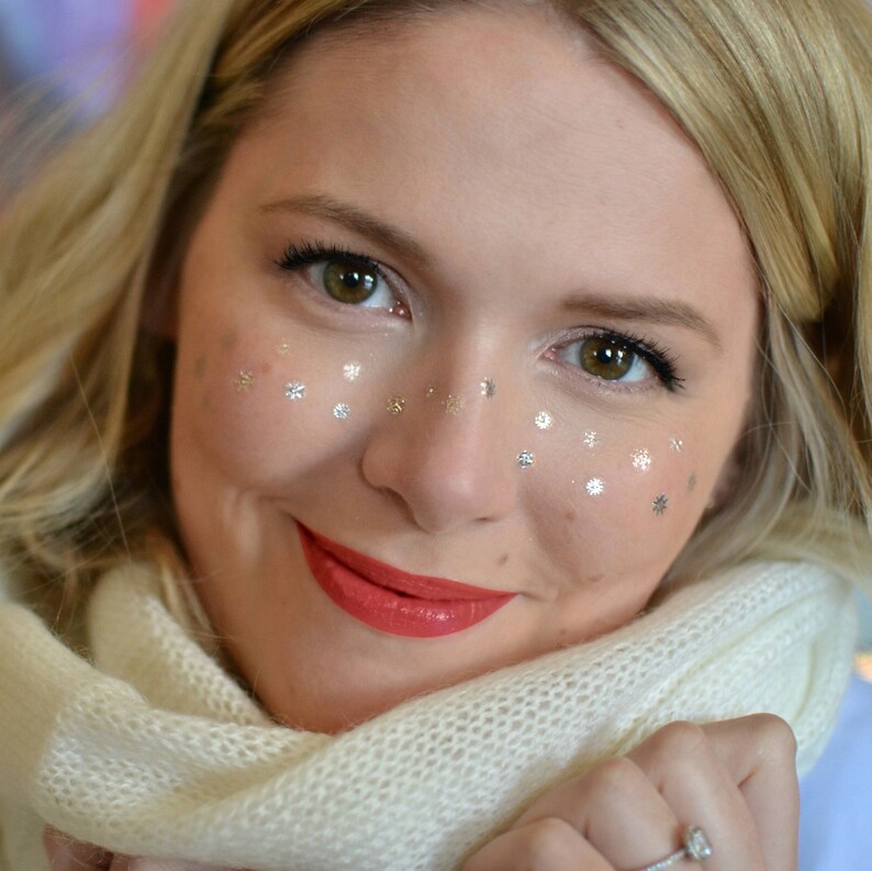 Snowflake Freckles Set of 10 Premium Metallic Silver Temporary - Etsy