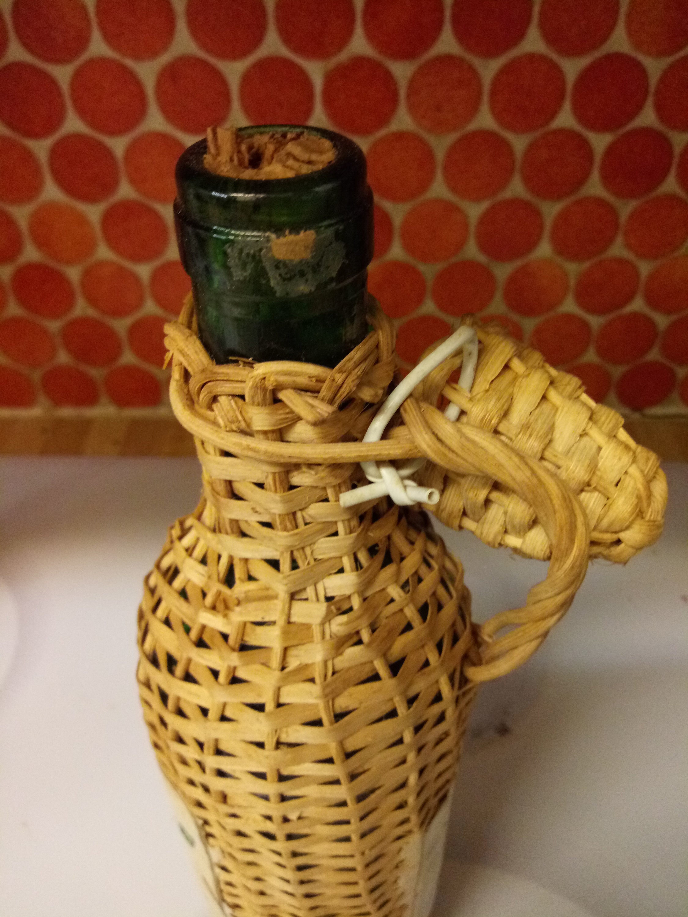 Roncoco Vintage Wicker Wrapped Liquor Bottle - Full - Etsy