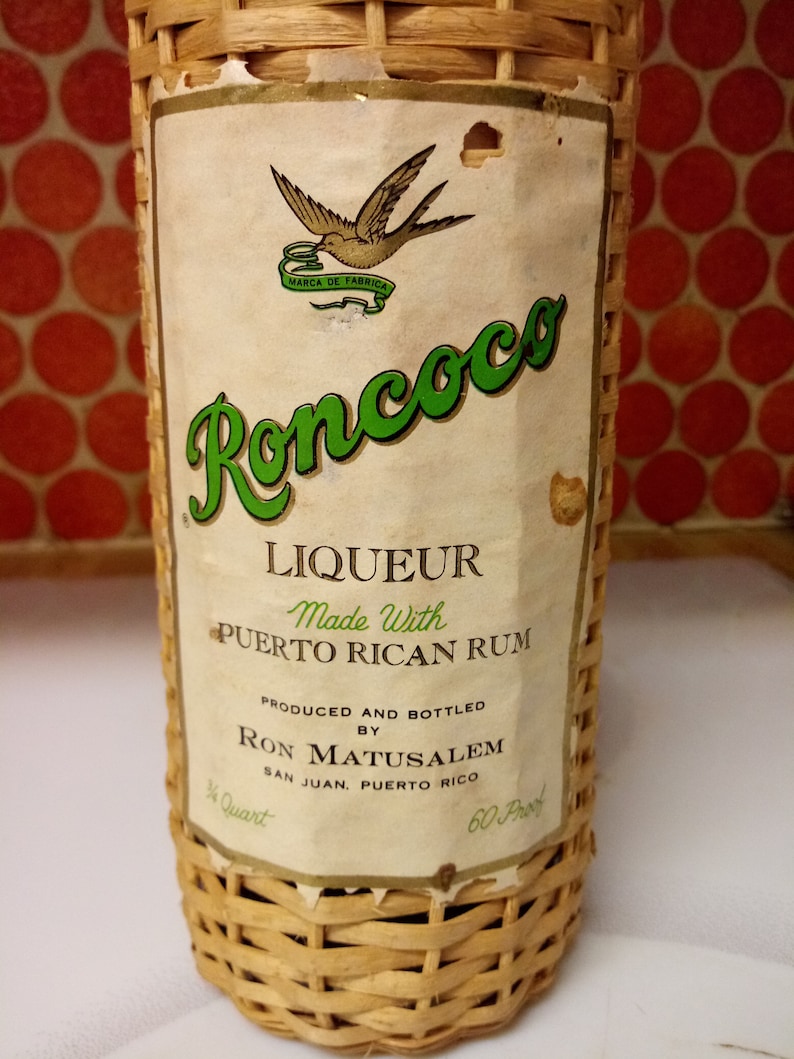 Roncoco Vintage Wicker Wrapped Liquor Bottle - Full - Etsy