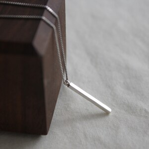 Sterling Silver Rectangle Bar Pendant Necklace - Etsy