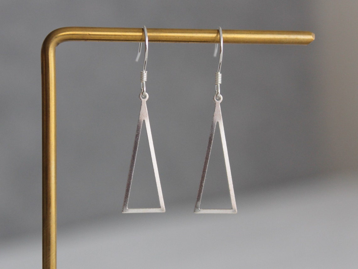 Sterling Silver Triangle Earrings - Etsy