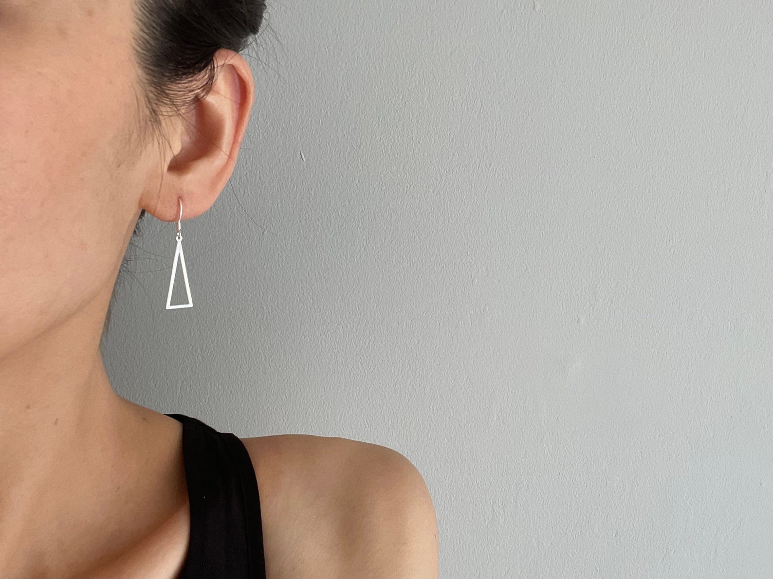 Sterling Silver Triangle Earrings Everyday Minimal Earrings | Etsy