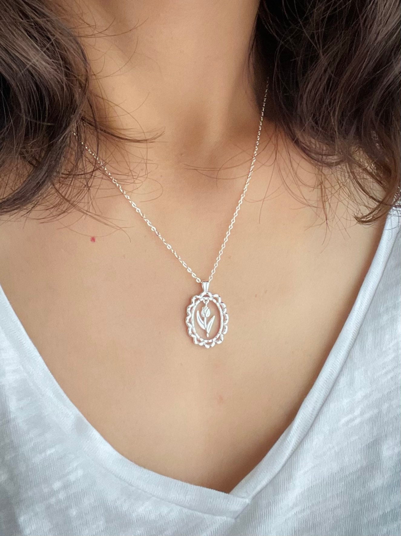 Sterling Silver Rose Flower Pendant Necklace Dainty Elegant - Etsy UK