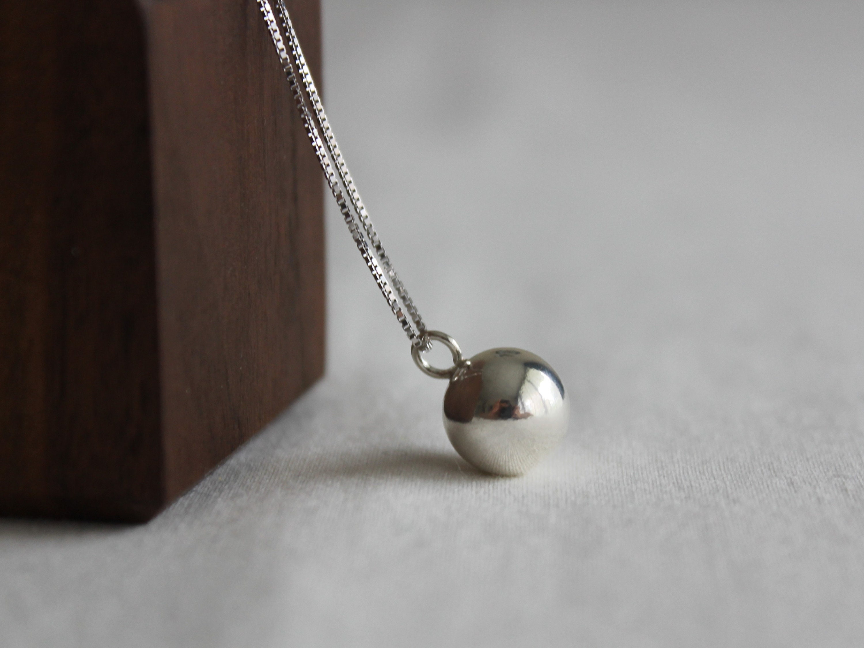 Sterling Silver Ball Necklace Geometric Necklace Everyday | Etsy