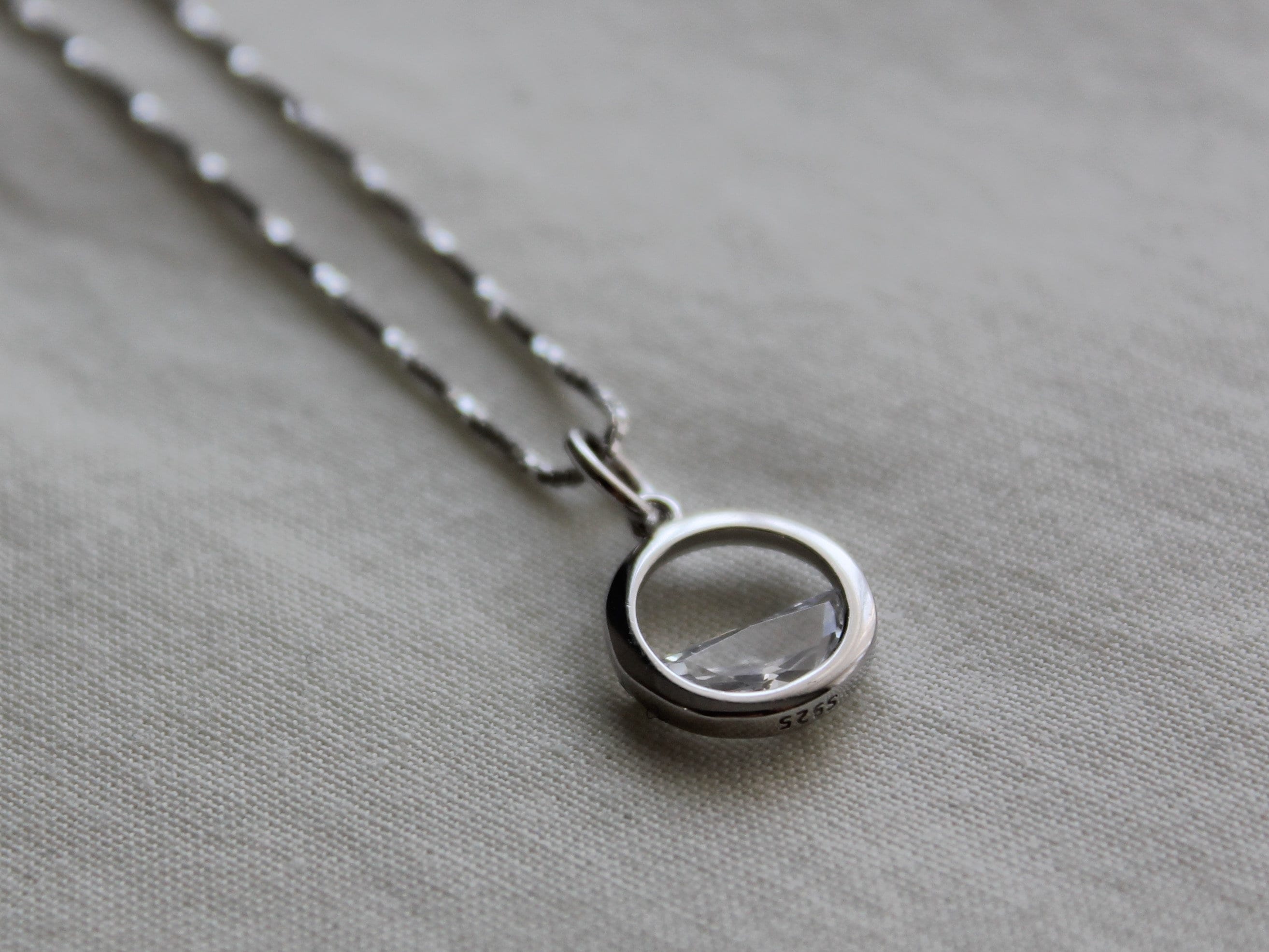 Sterling silver circle pendant with clear zircon necklace | Etsy