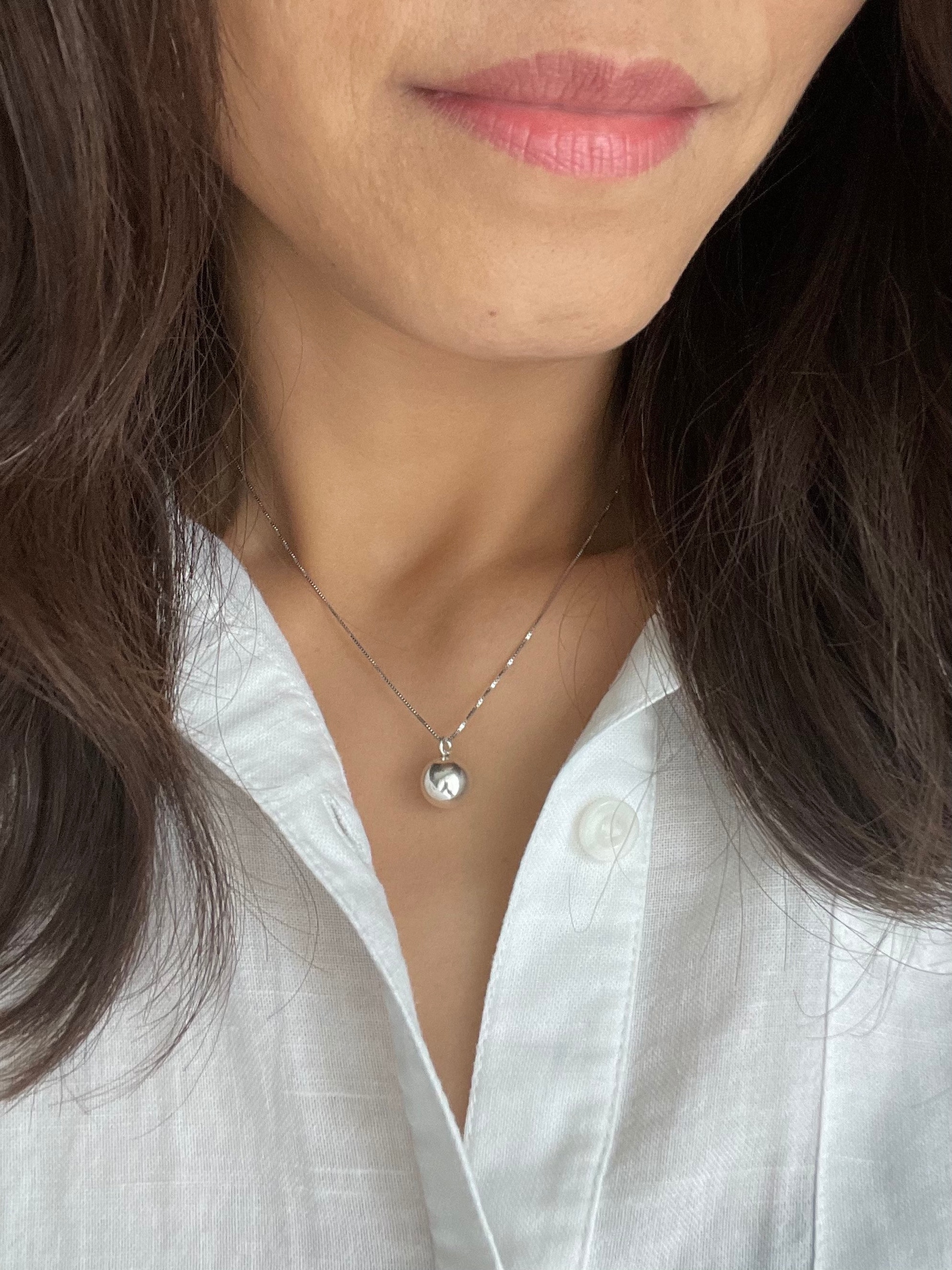 Sterling Silver Ball Necklace Geometric Necklace Everyday | Etsy