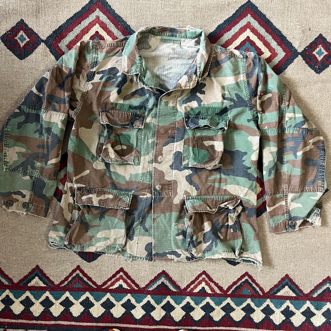 1980s US Army Rip Stop Camo Military Jacket | Vintage Large Camouflage ...