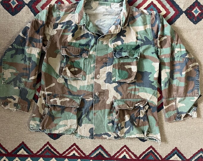 1980s US Army Rip Stop Camo Military Jacket | Vintage Large Camouflage ...