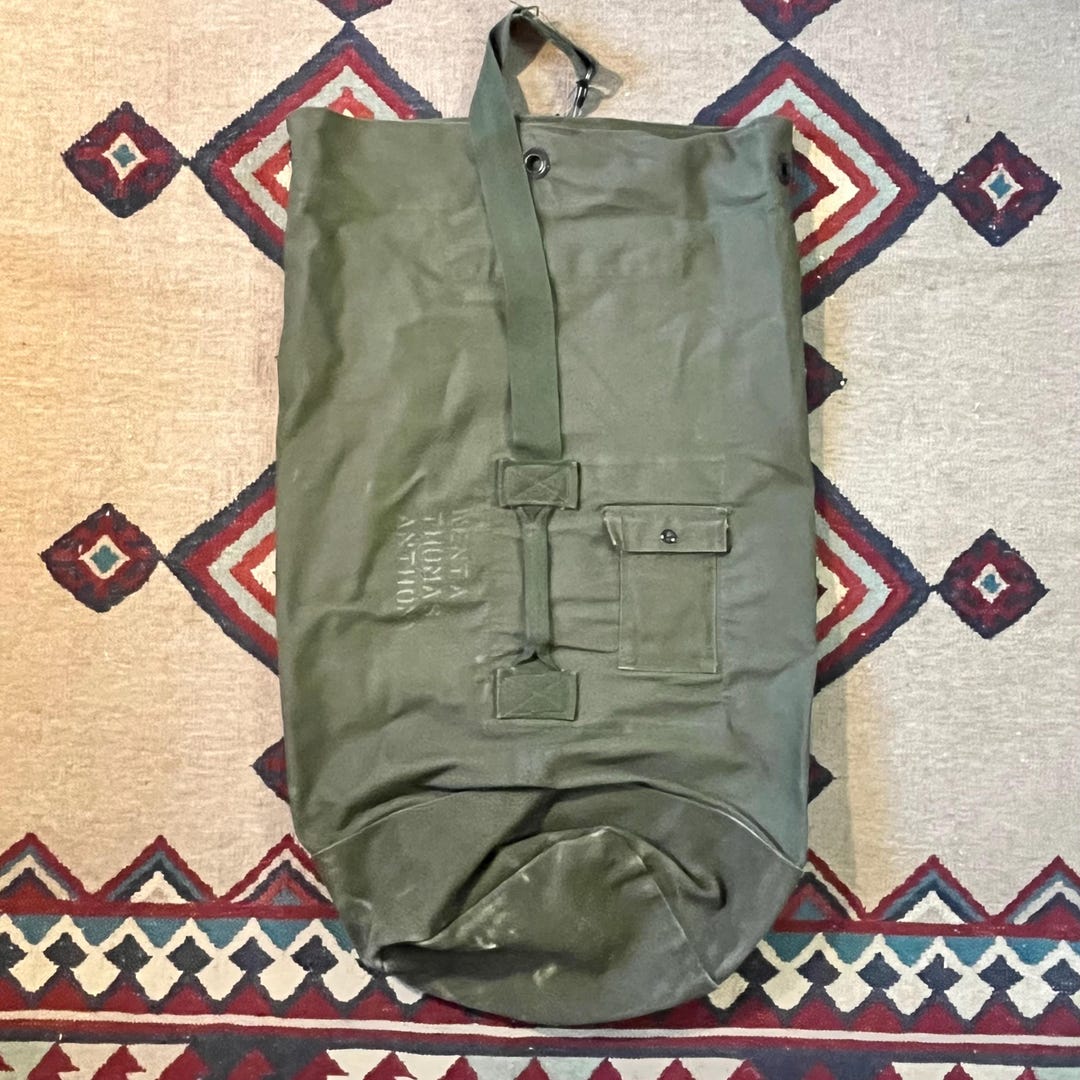 US Army Canvas Olive Green Duffel Bag Vintage 1970s OD Military 22x35 ...