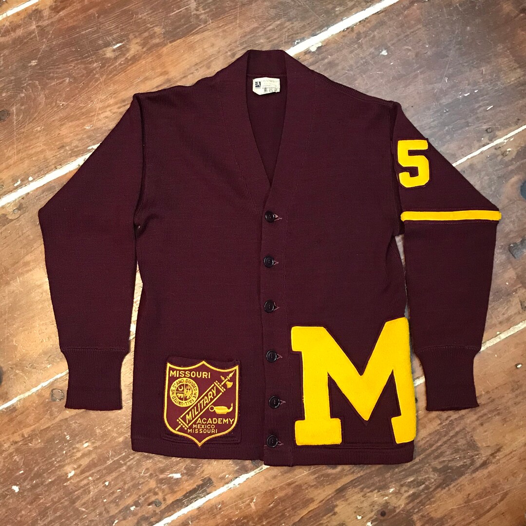 1950s Missouri Military Academy Champion Knitwear Cardigan Sweater ...