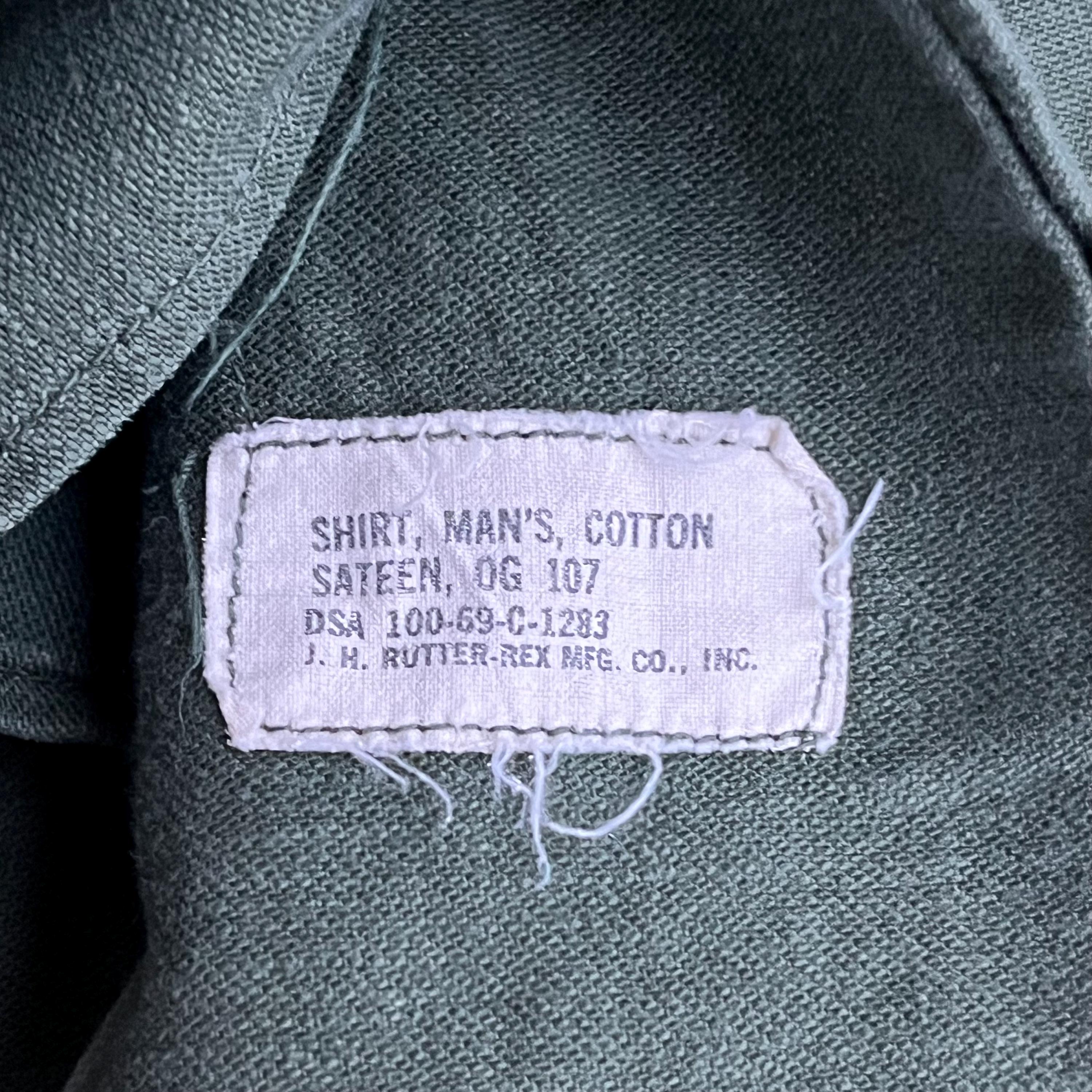US Army Vietnam OG-107 Cotton Sateen Utility Work Shirt Vintage 1969 ...