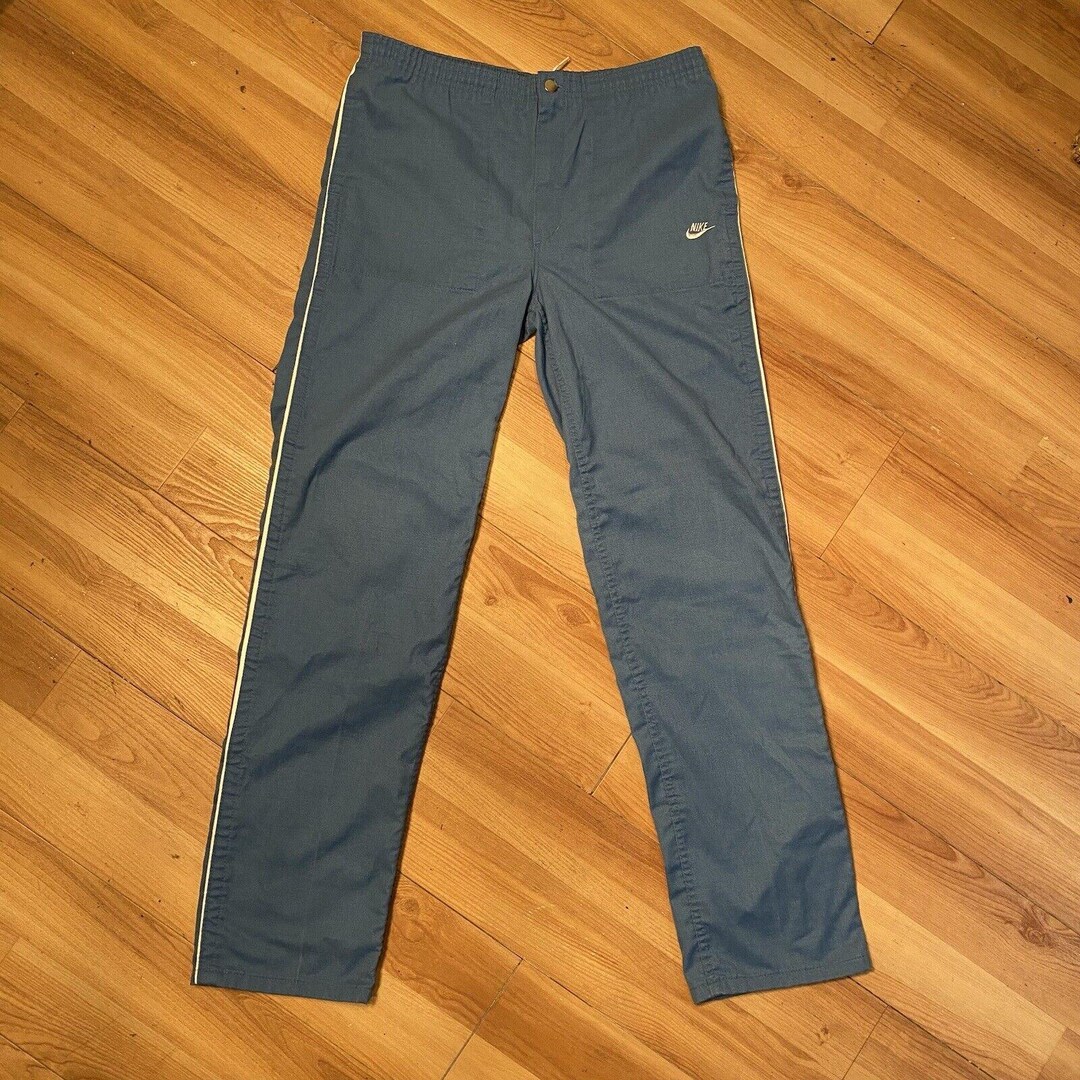 1980s Nike Warm up Jogging Pants | Vintage Mens Medium Blue Twill ...