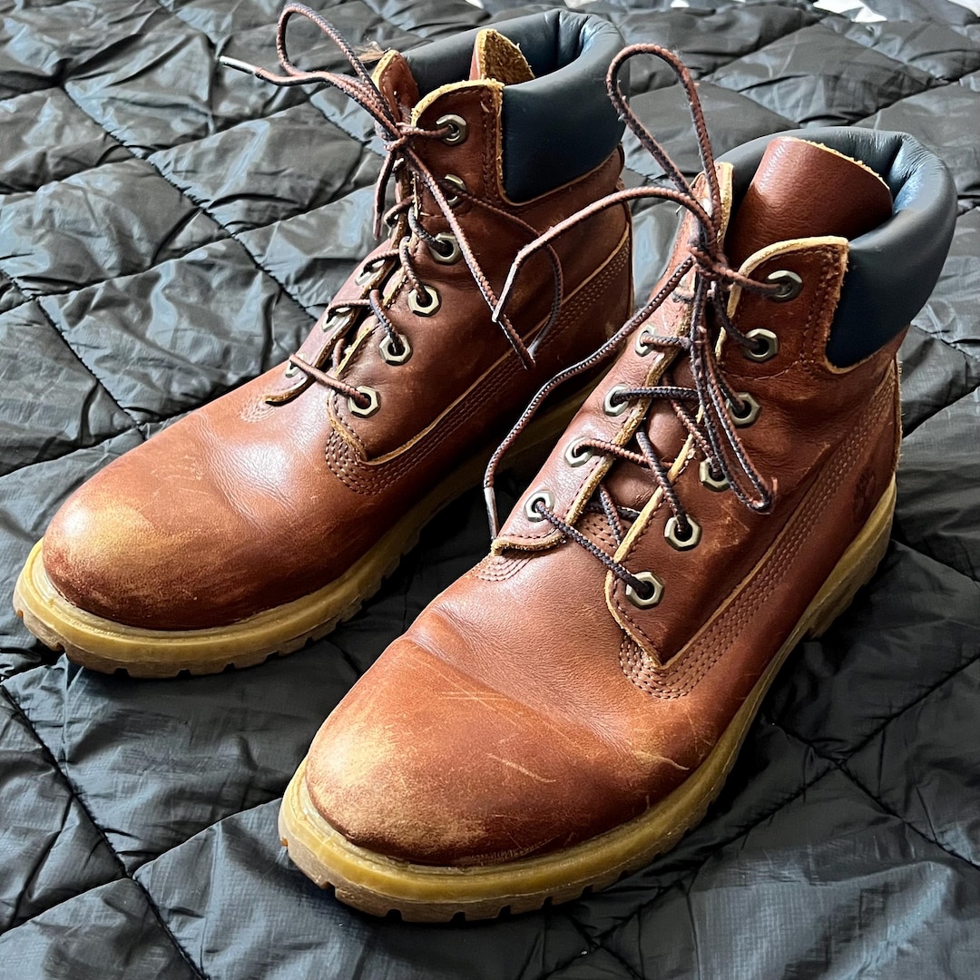1980s Timberland Brown Leather Work Boots | Vintage Men’s 9 M - Etsy