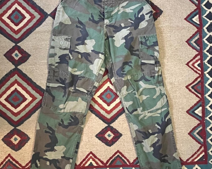 US Army Military Woodland Camo Rip Stop Cargo Pants | Vintage Adult ...