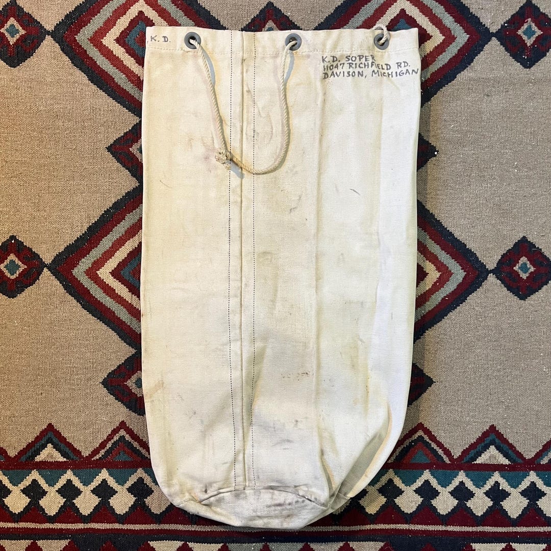 1950s US Navy Canvas Duffel Bag | Vintage USN Drawstring 19x34 Tote - Etsy