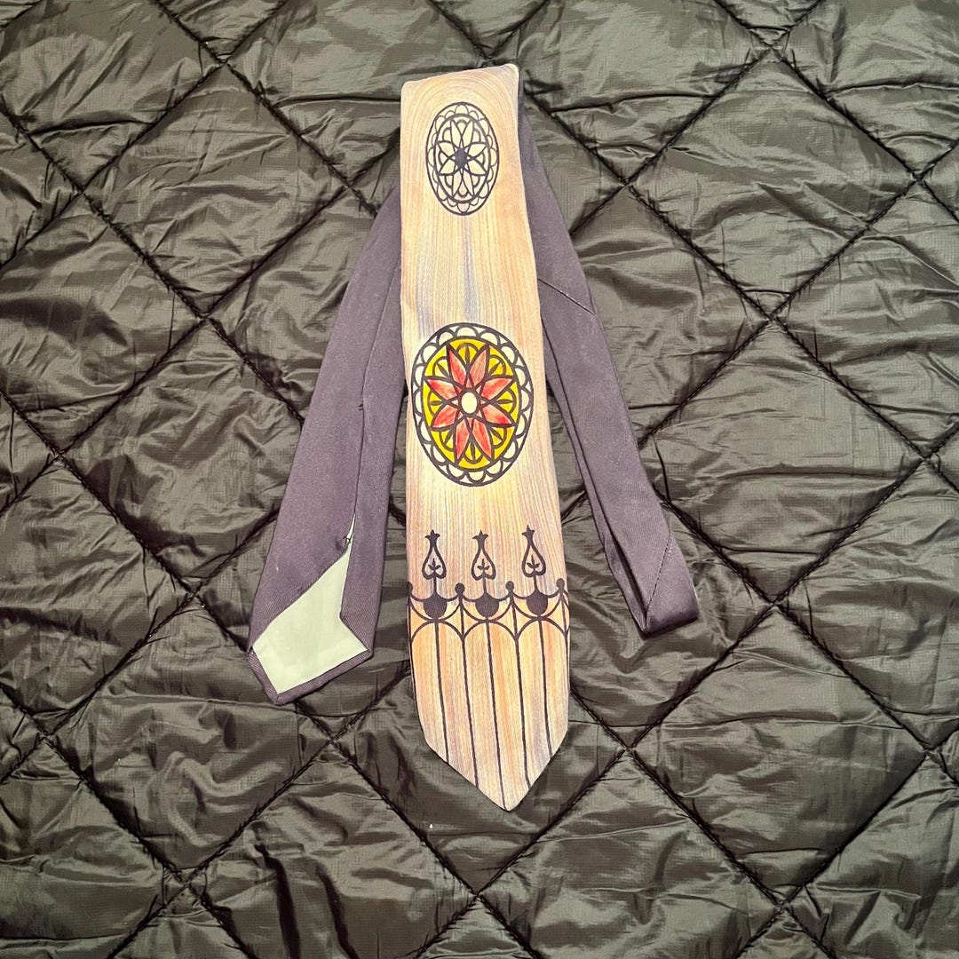 Stained Glass Hand Painted Rockabilly Silk Tie Vintage 40s 50s Necktie ...