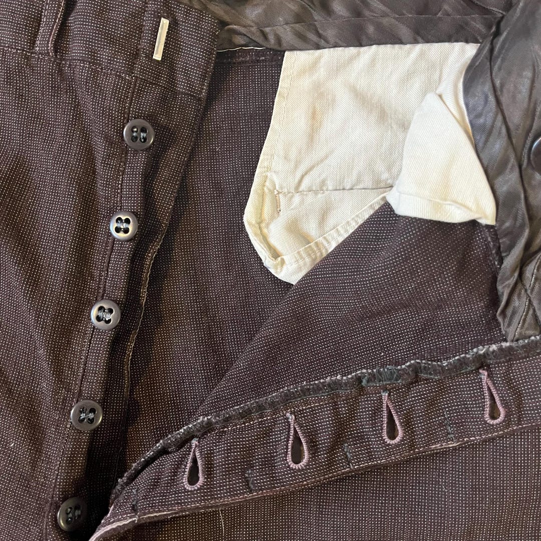 Pincheck Wool Button Fly Dress Work Pants Vintage 1940s Brown 34x29 ...