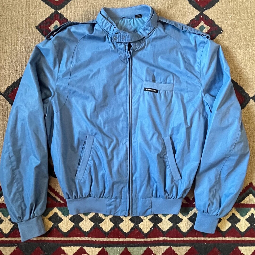 1980s Members Only Jacket | Vintage Mens 42 Light Blue Zip Up - Etsy