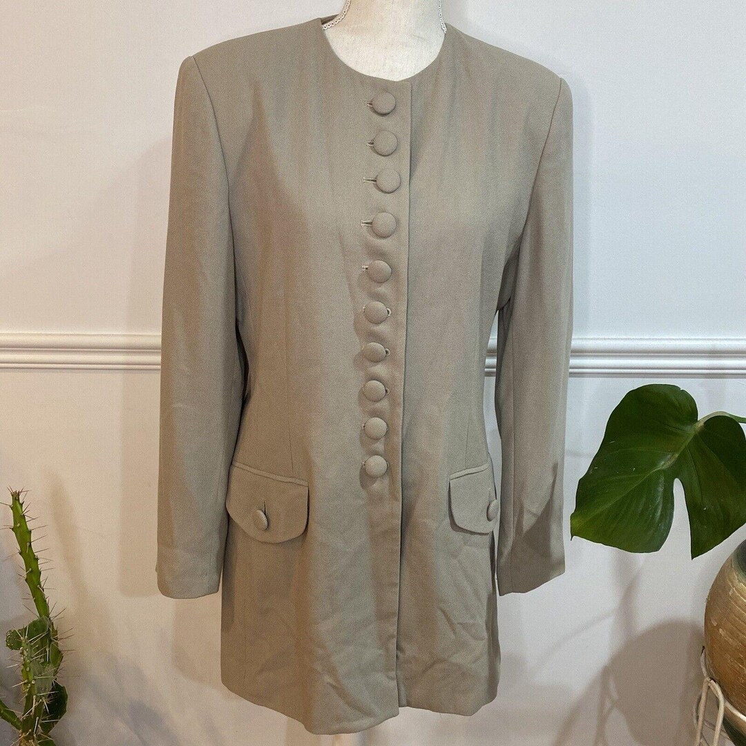1980s Sasson Button up Long Jacket | Vintage Womens 10 Beige - Etsy